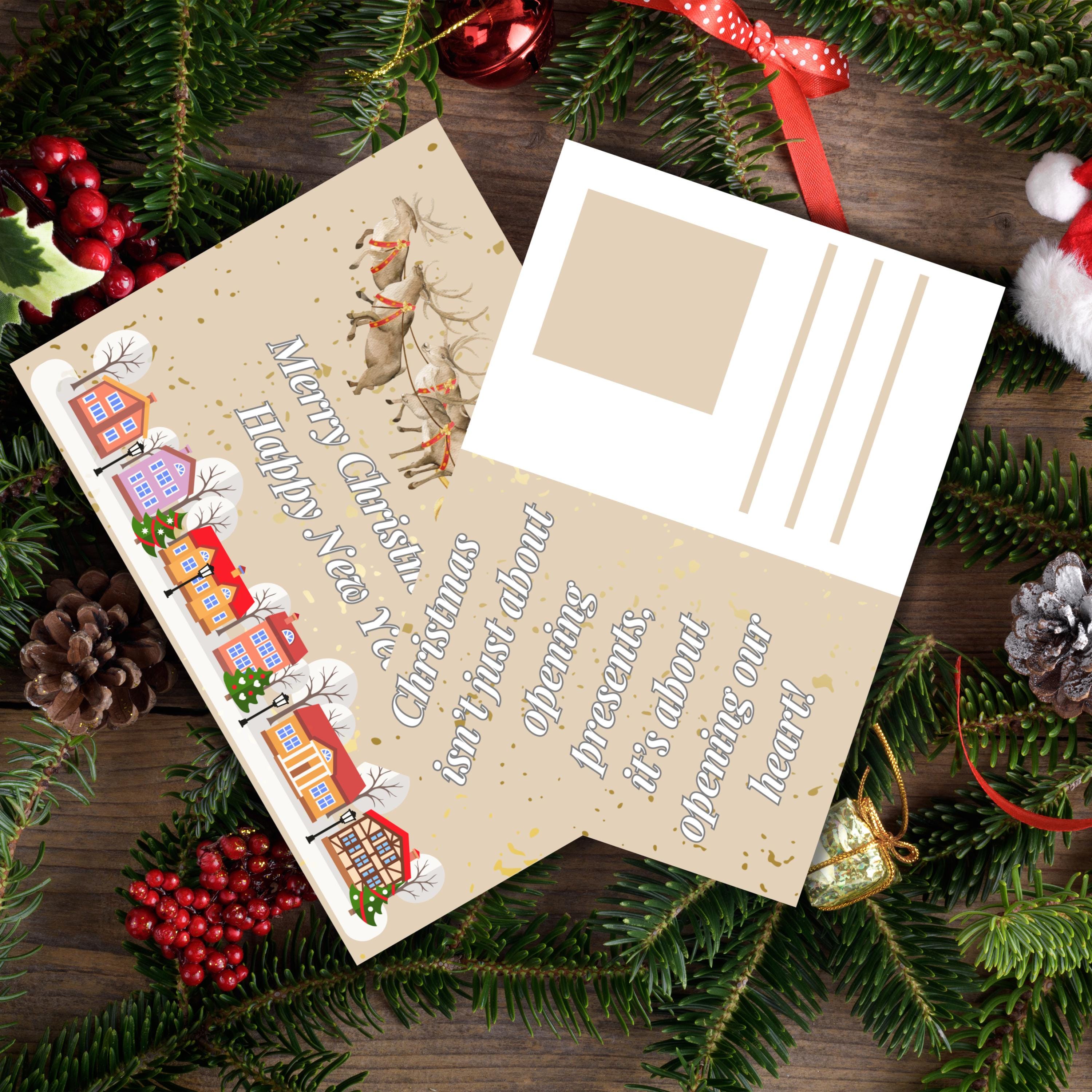 Printable Christmas Postcard Set for Personalized Gift to Your Family ...
