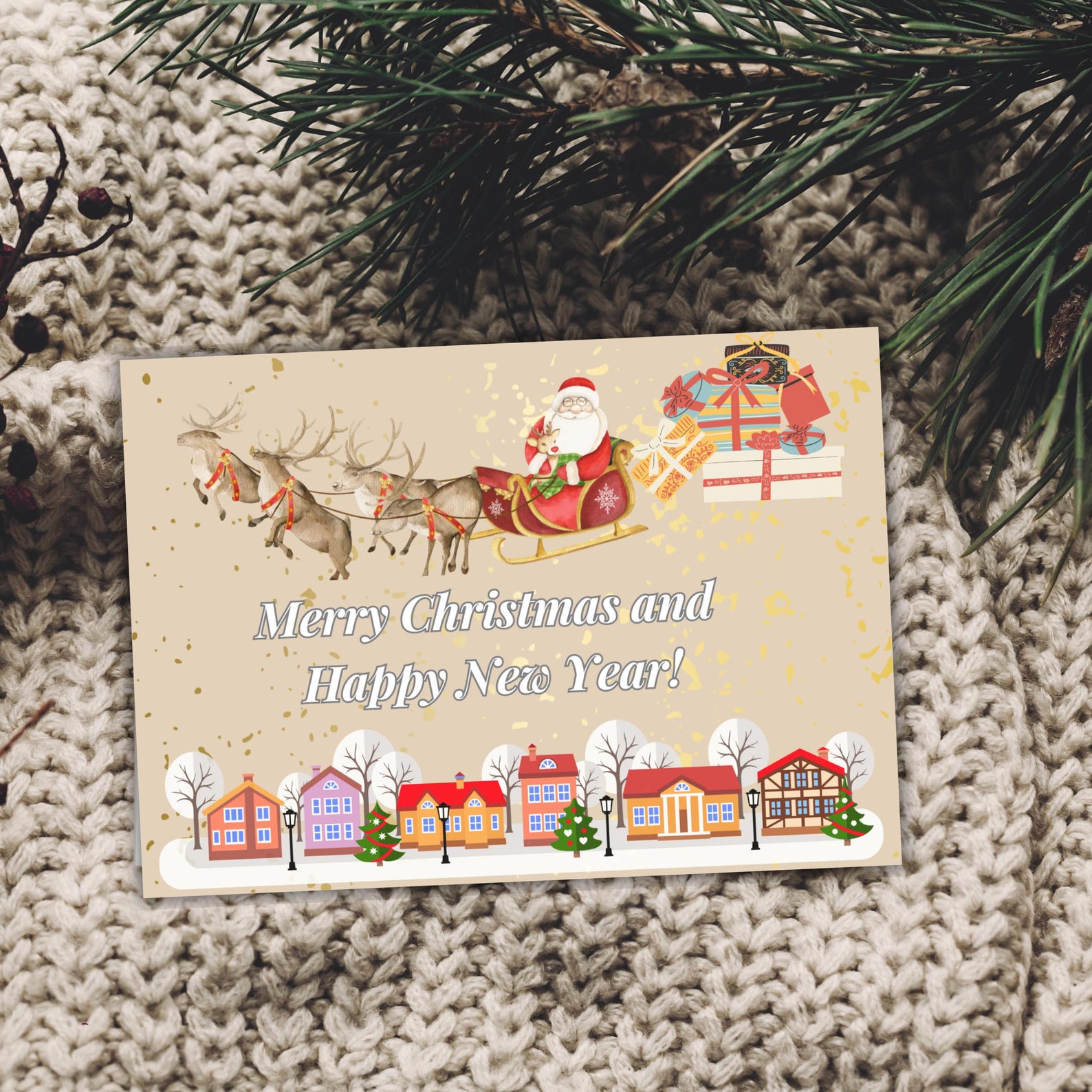 Printable Christmas Postcard Set for Personalized Gift to Your Family ...