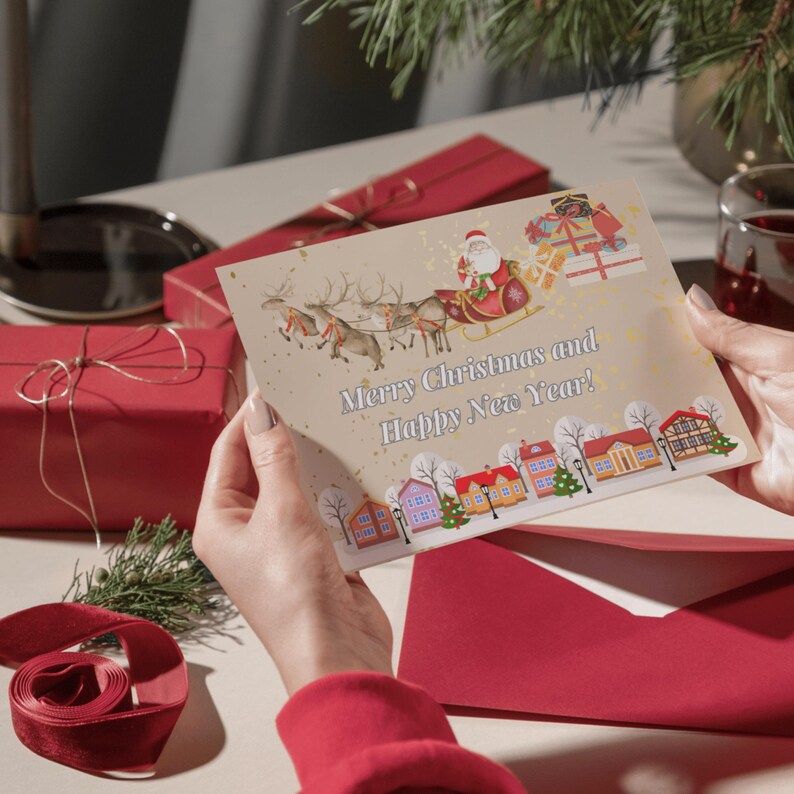 Printable Christmas Postcard Set for Personalized Gift to Your Family ...