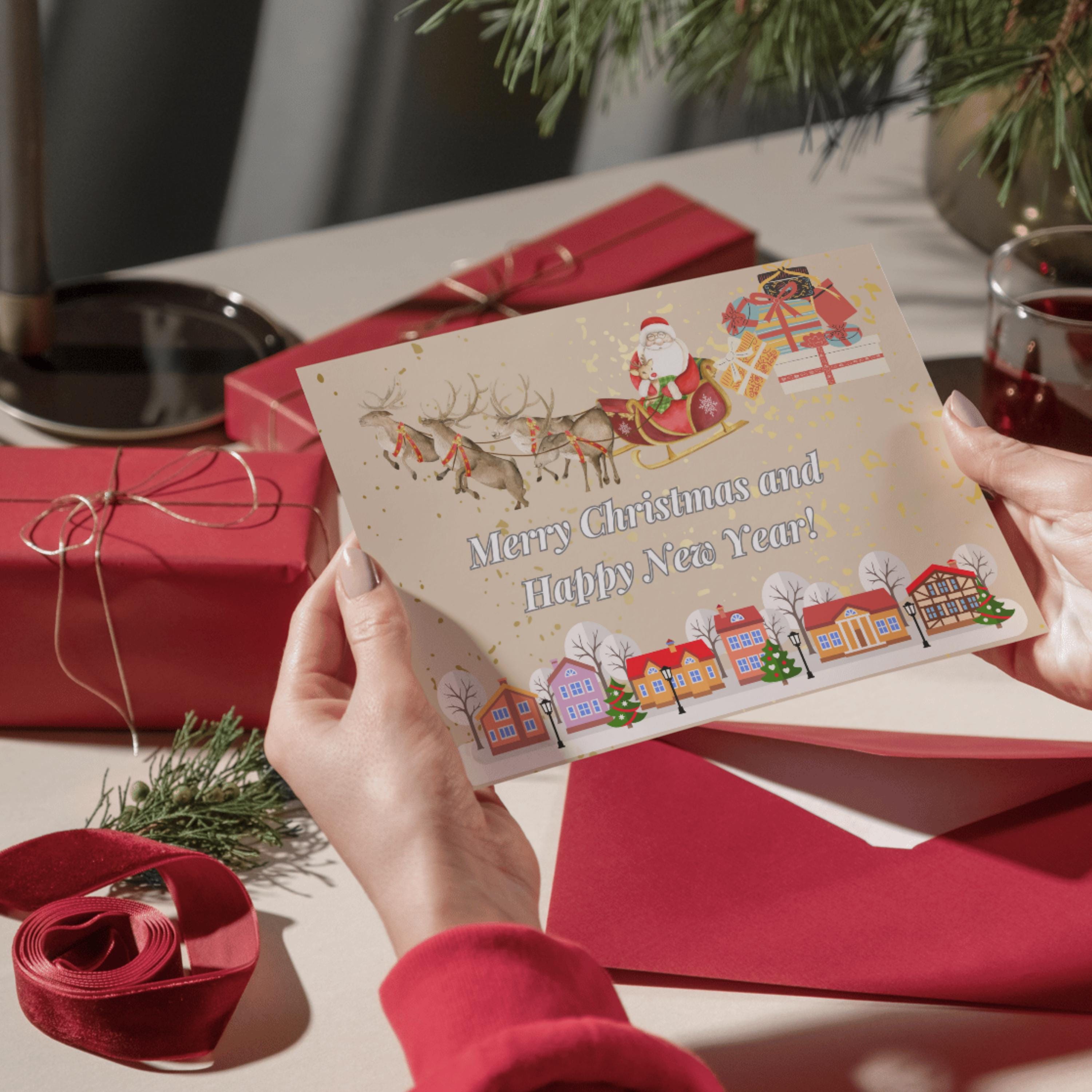 Printable Christmas Postcard Set for Personalized Gift to Your Family ...