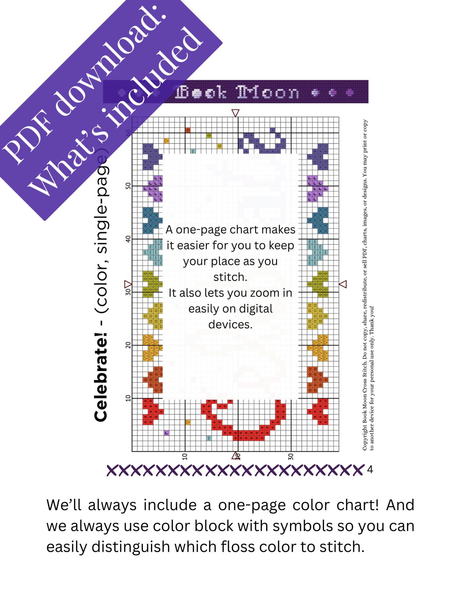 I Heart Reading Counted Cross Stitch Pattern: Bookmark Design (PDF ...