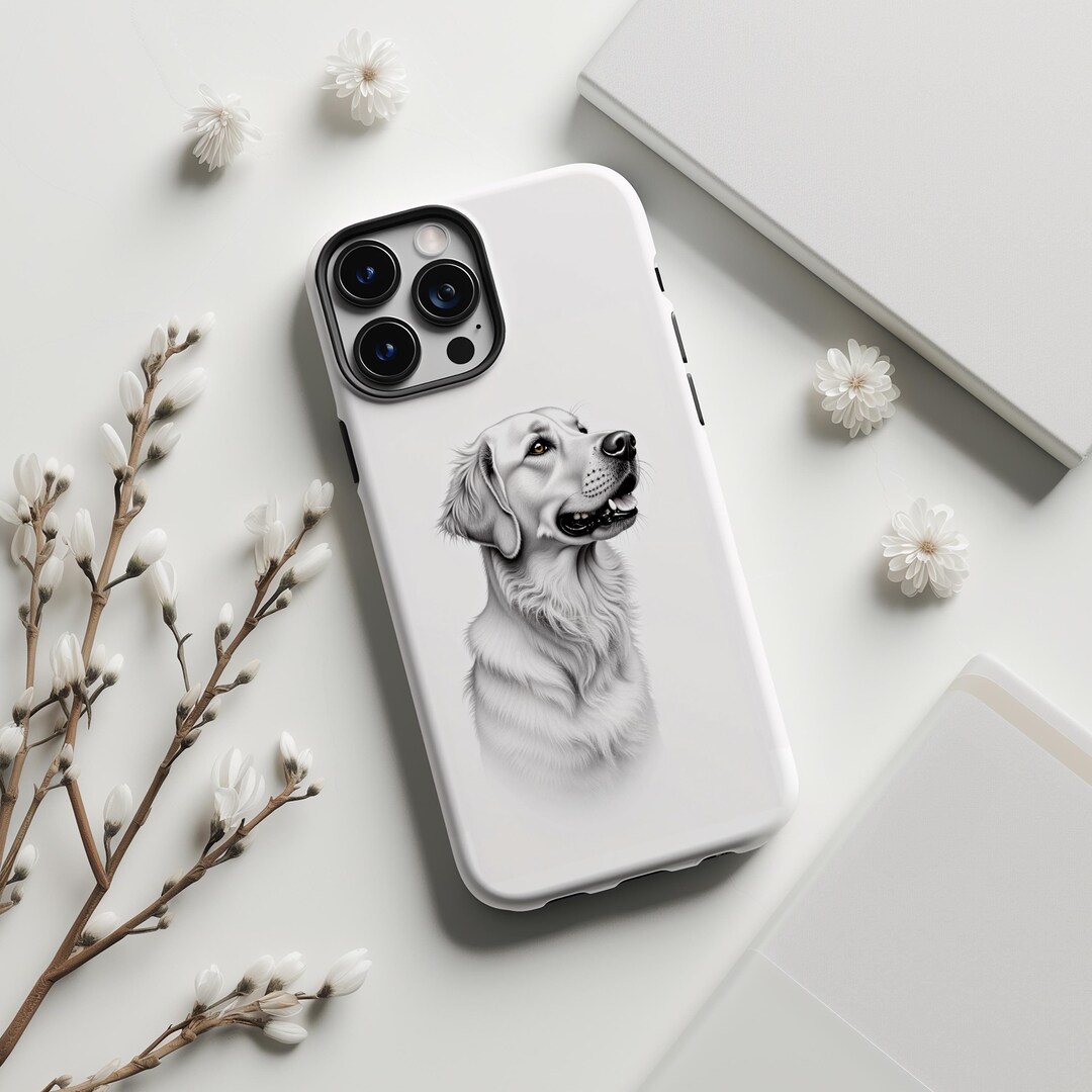 Golden Retriever Draw Phone Case, White Dog Phone Case for Dog Lovers ...