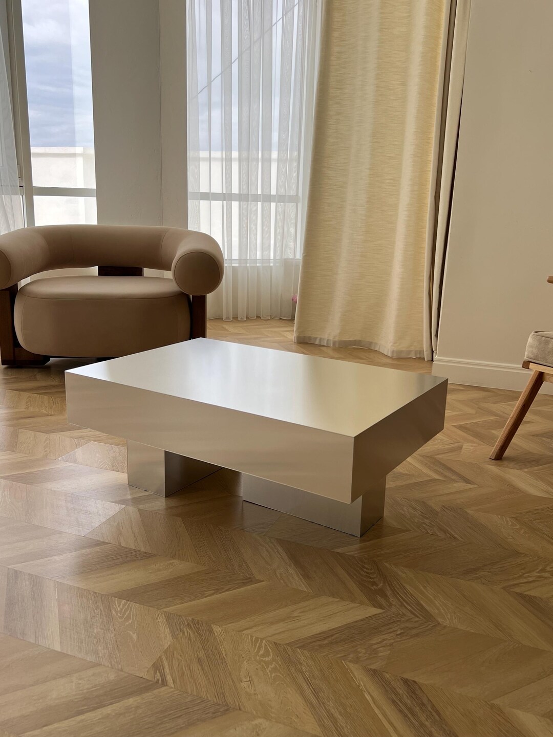 Metal Table. Minimalist Decor. Living Room Table. Aluminum Table. Home ...