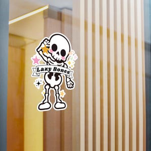 Lazy Bones Skeleton Decals, Funny Cartoon Sticker for Laptop, Car, Water Bottle Halloween Decor ...