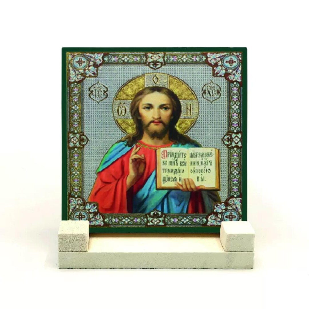 Desktop Decor With Image of Jesus Christ Icon Printed on Natural Lime ...