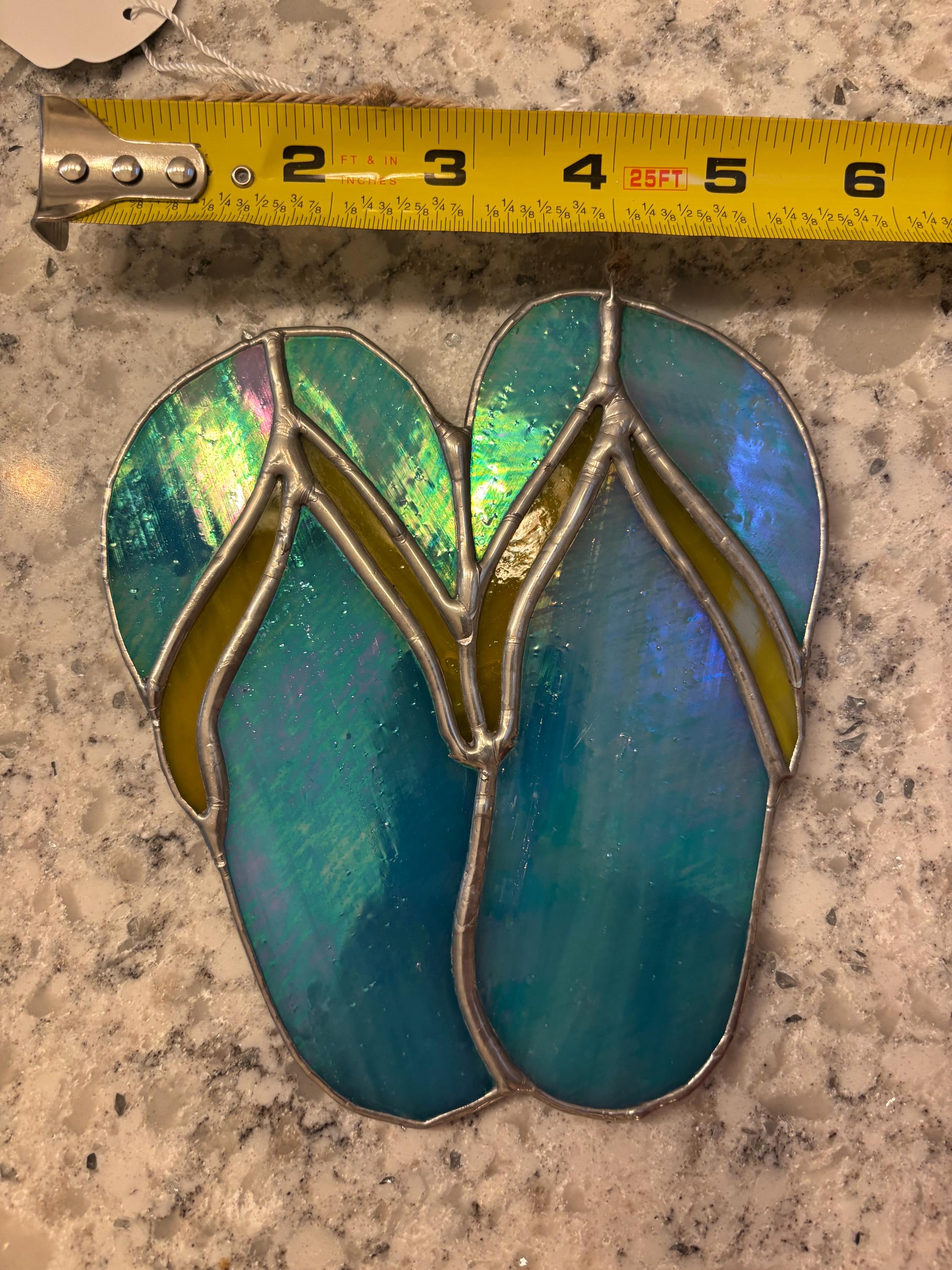 Turquoise/aqua Flip Flop Stained Glass Suncatcher - Etsy