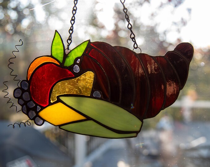 Thanksgiving Cornucopia Stained Glass Stained Glass Window Film - Etsy