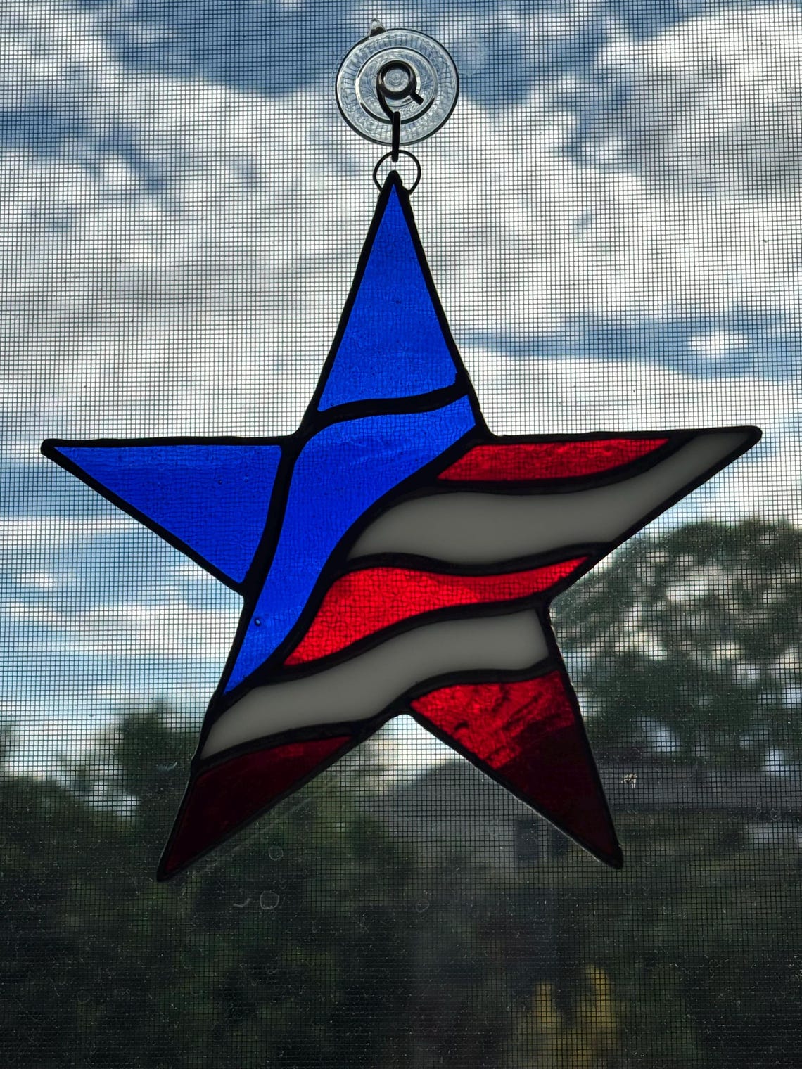 Patriotic Star With Stripes Stained Glass Suncatcher.~military Family ...
