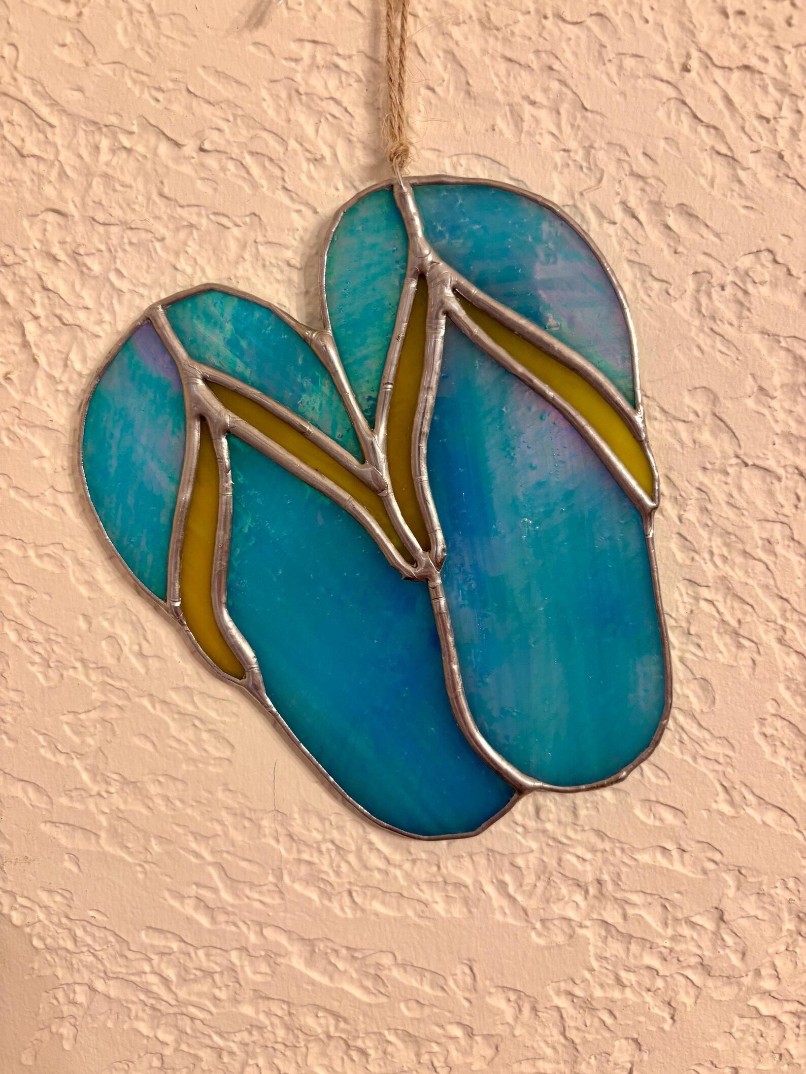 Turquoise/aqua Flip Flop Stained Glass Suncatcher - Etsy