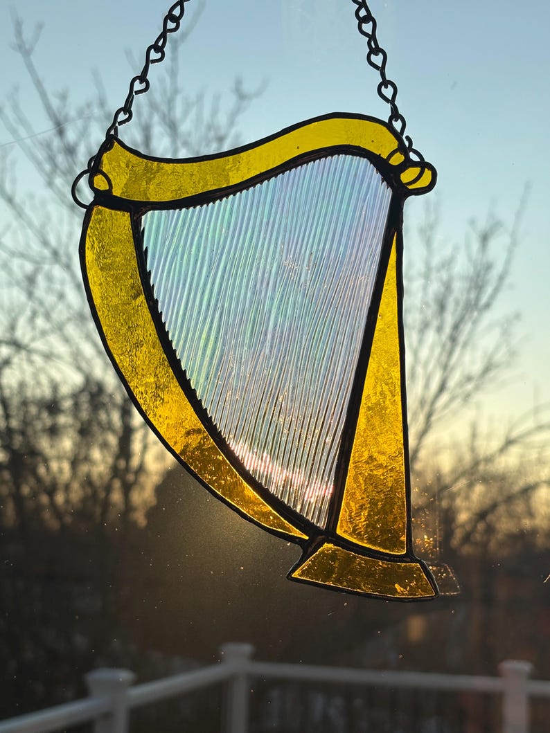 Irish Stained Glass Harp - Etsy