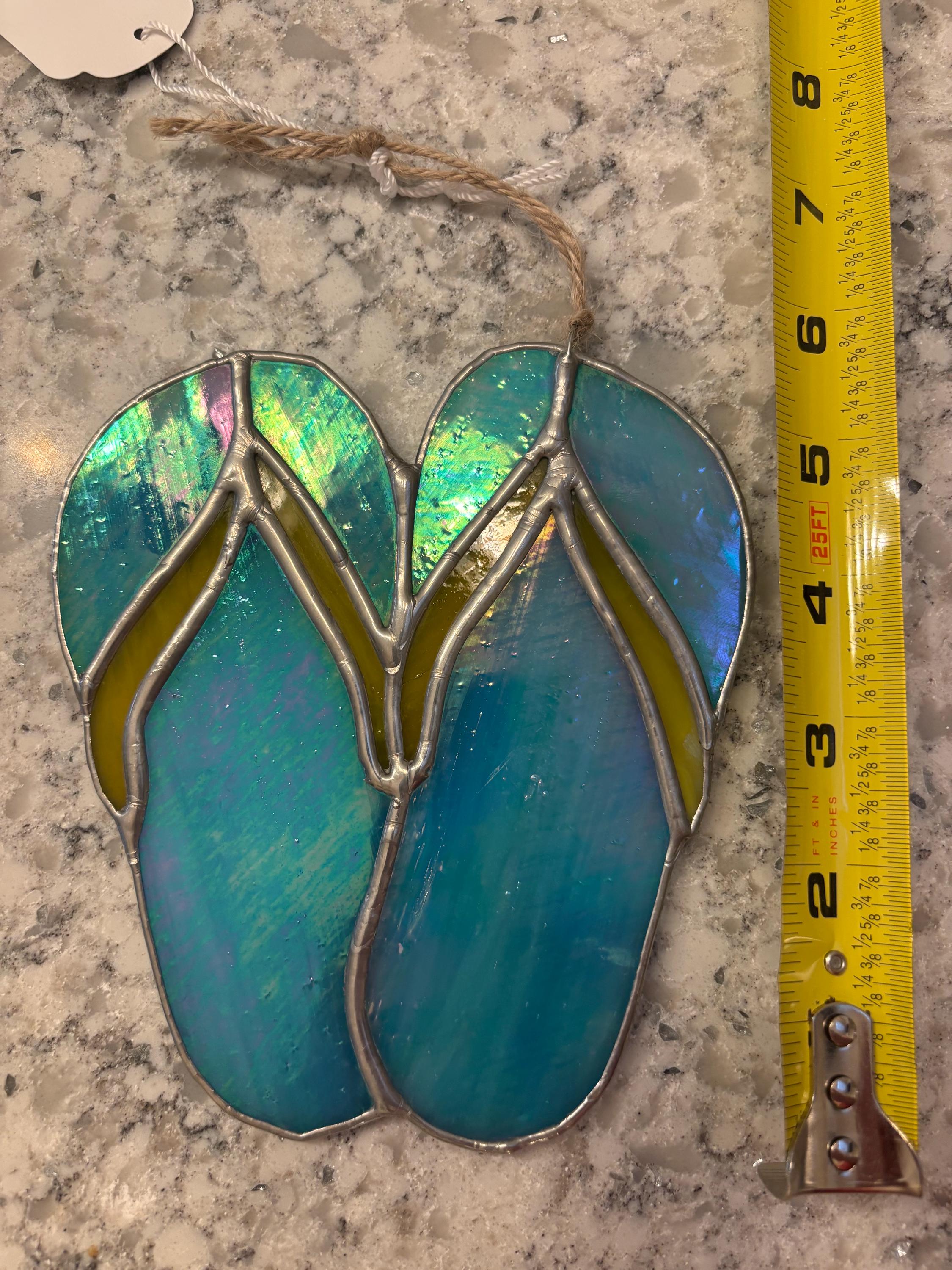 Turquoise/aqua Flip Flop Stained Glass Suncatcher - Etsy