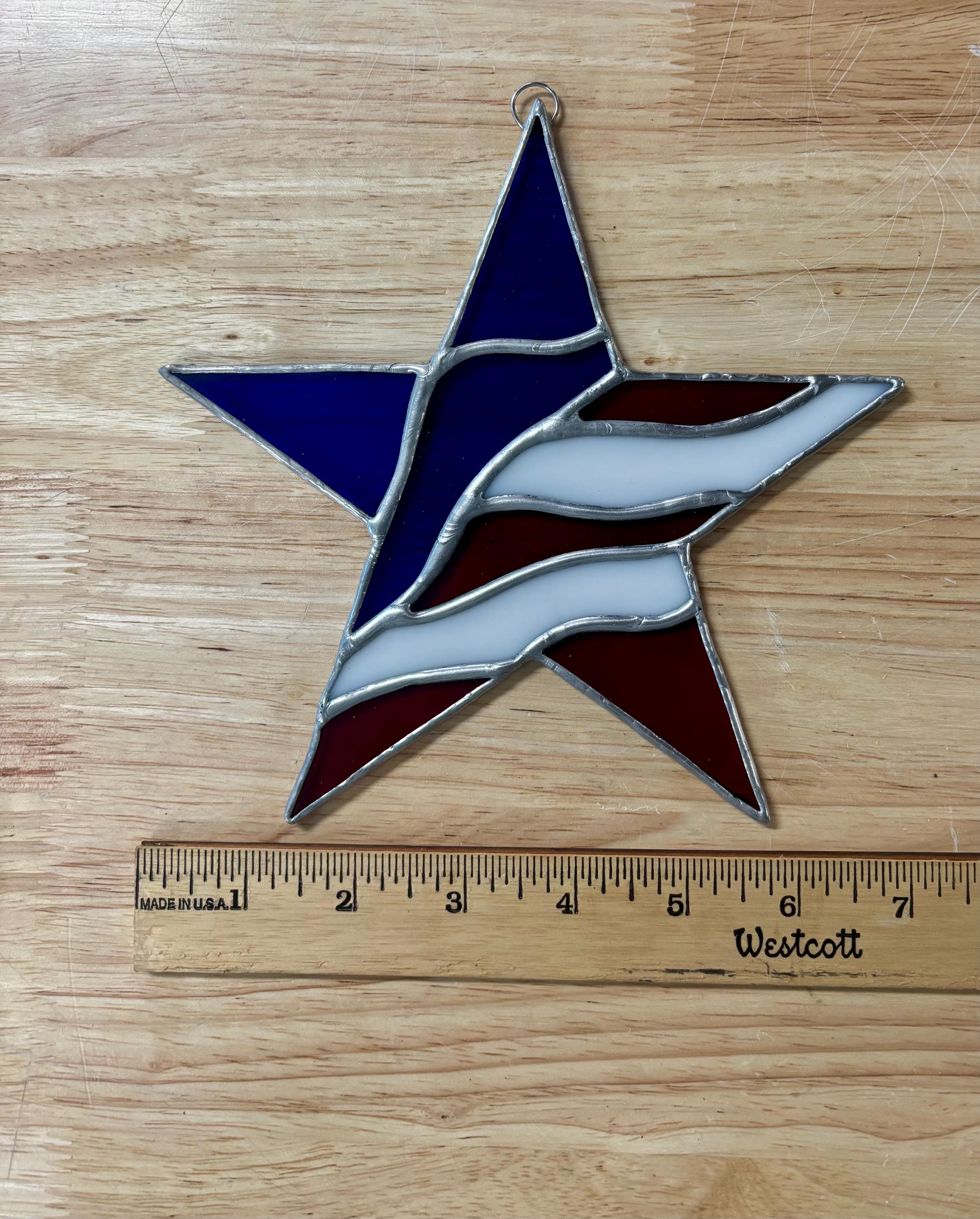 Patriotic Star With Stripes Stained Glass Suncatcher.~military Family ...