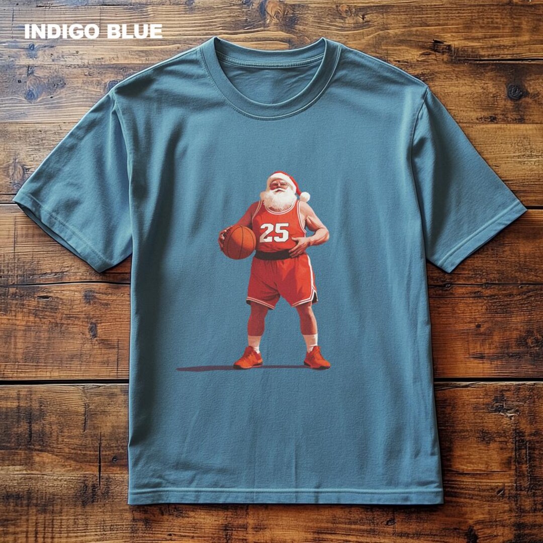 Basketball Santa Unisex Tee, Funny Christmas Shirt, Holiday Santa Claus ...