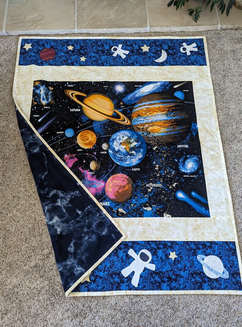 Solar System & Astronaut Fabric Panel Blanket - Etsy