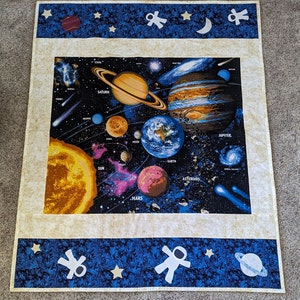 Solar System & Astronaut Fabric Panel Blanket - Etsy