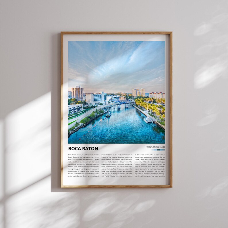 Boca Raton Minimal Poster, Classic Boca Raton Poster, Wall Decor ...