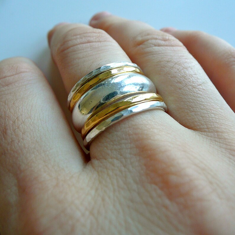 The Ultimate Stack Ring Set // 5 Sterling Silver and Gold - Etsy