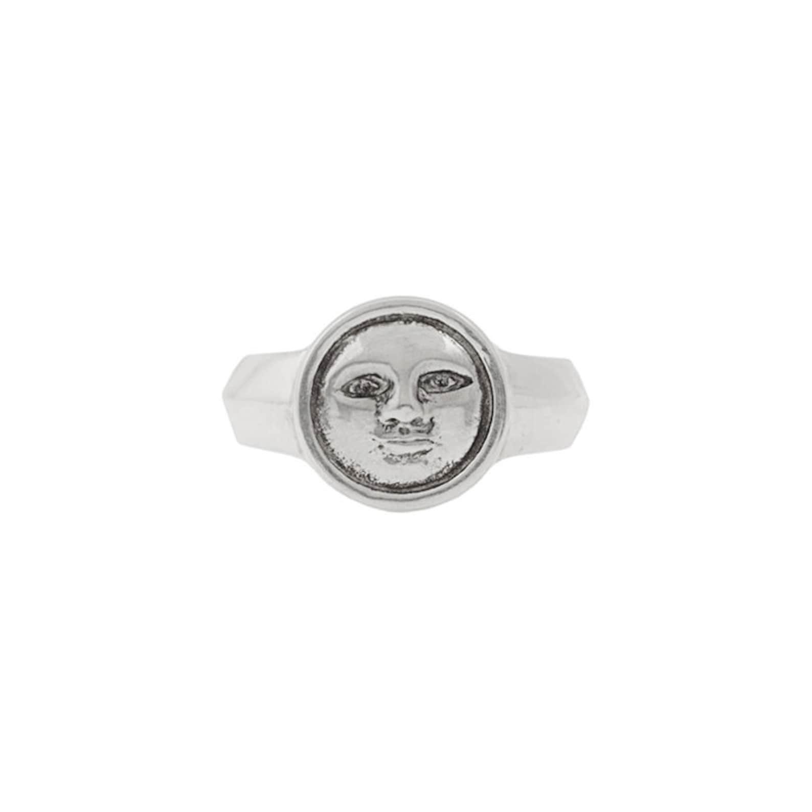 Moon Face Ring in Sterling Silver - Etsy