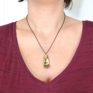 Big Open Hand Pendant in Brass- Unisex - Etsy