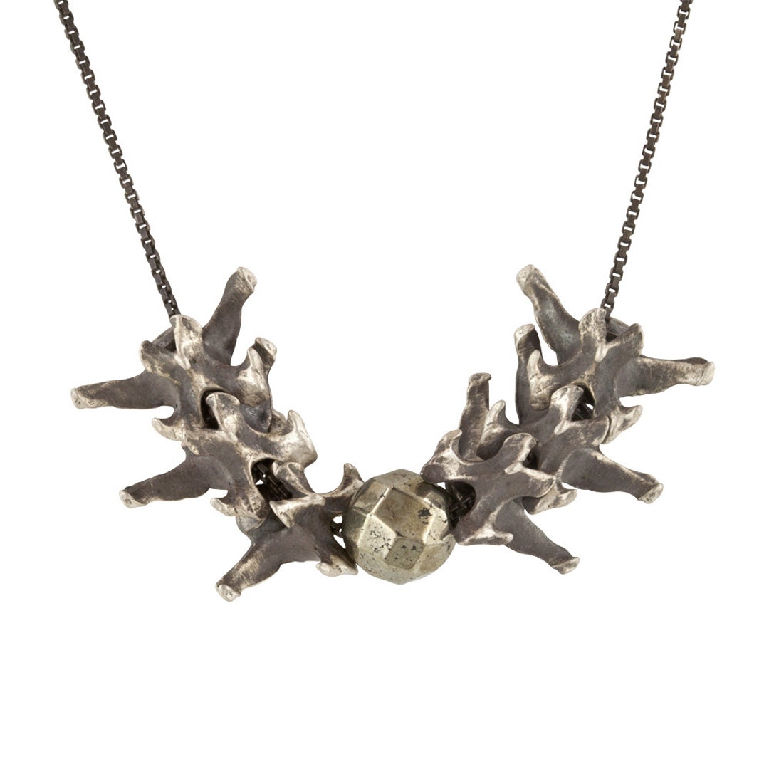 Sterling Silver Vertebrate Spine Necklace With Pyrite - Etsy