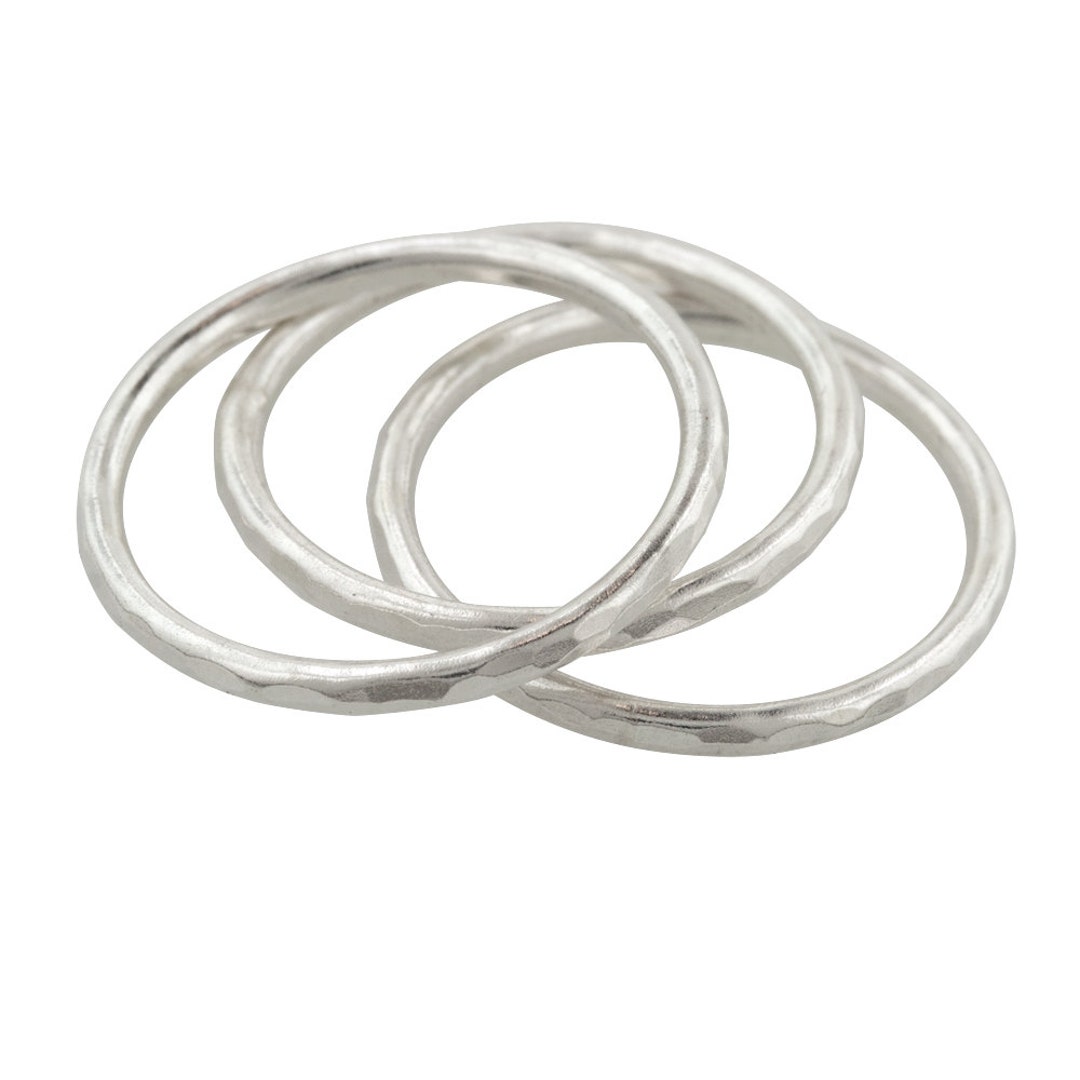 Three Hammered Silver or Gold Stacking Rings // Stack Ring Set of 3 ...