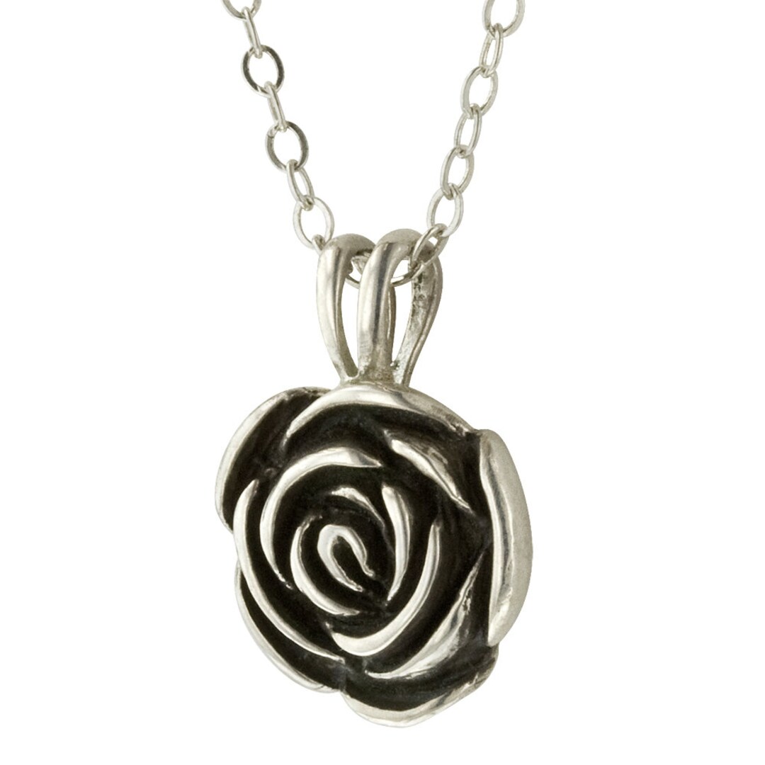 Sterling Silver Rose Pendant Necklace - Etsy