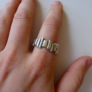 Mens Building Blocks Sterling Silver Ring // Soft Squares Band - Etsy