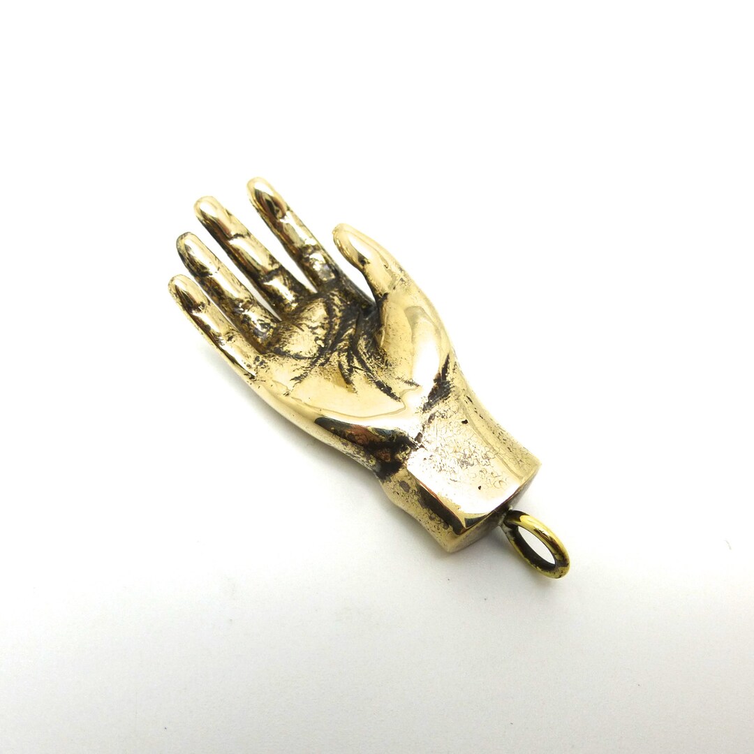Big Open Hand Pendant in Brass- Unisex - Etsy