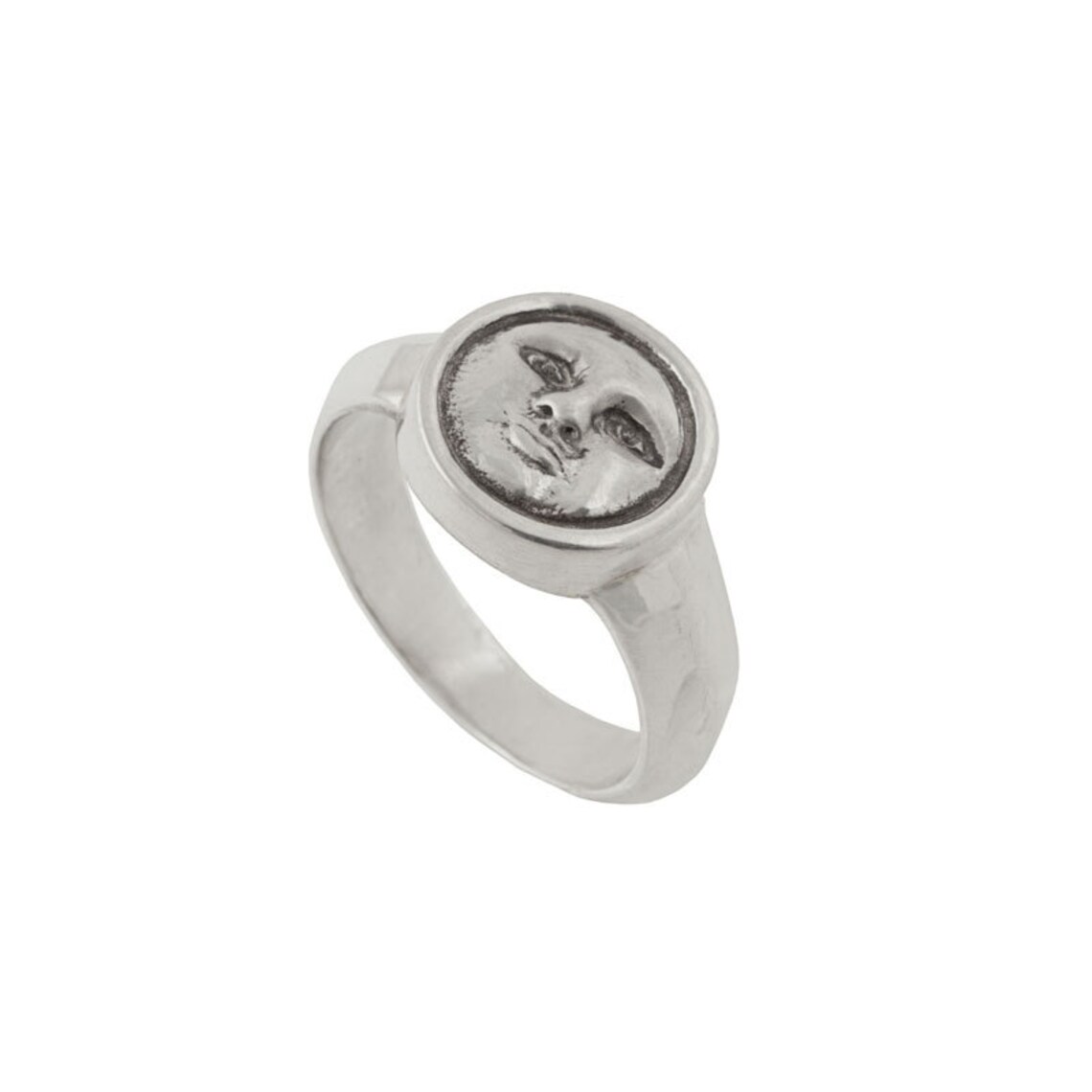 Moon Face Ring in Sterling Silver - Etsy