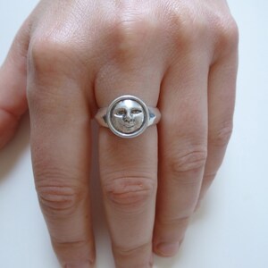 Moon Face Ring in Sterling Silver - Etsy