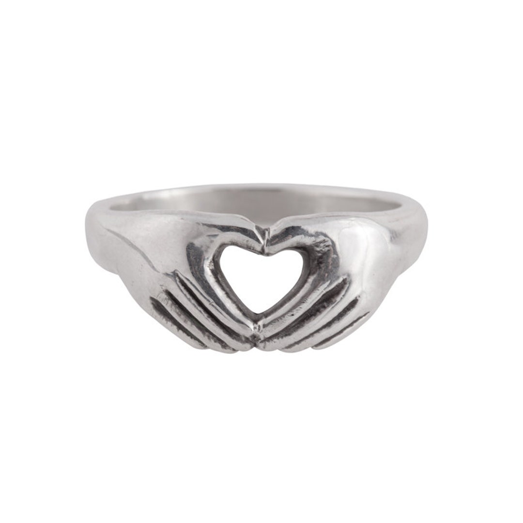 Heart Hands Ring in Sterling Silver- Wedding Ring/ Sweetheart Ring ...