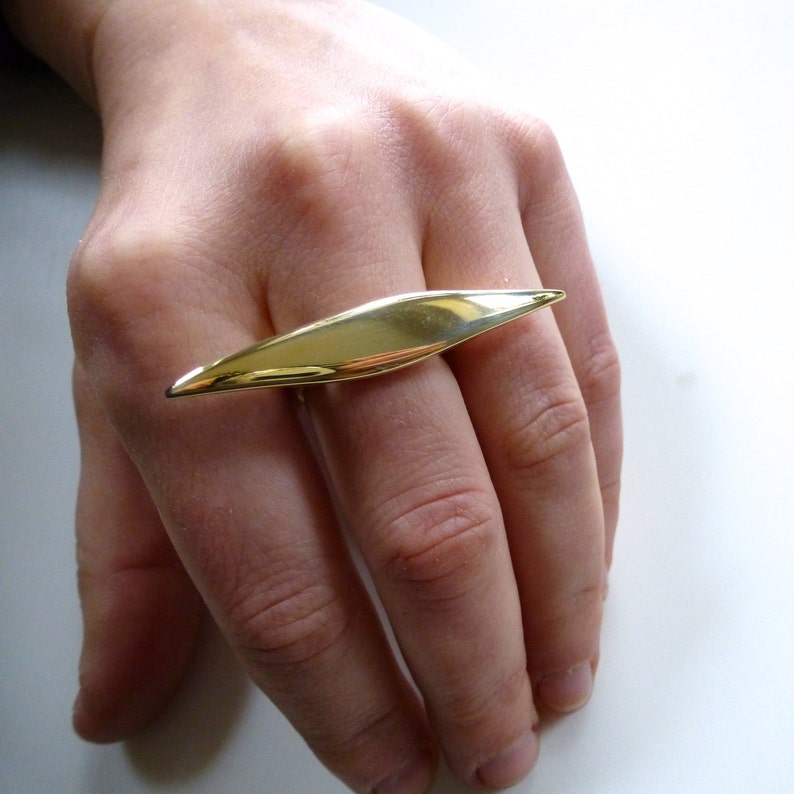 Big Bold Rocker Ring in Brass - Etsy