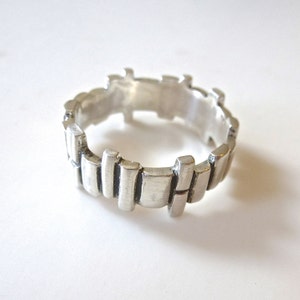 Mens Building Blocks Sterling Silver Ring // Soft Squares Band - Etsy