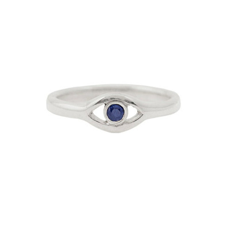 Sterling Silver Evil Eye Ring With a Blue Sapphire // Made to - Etsy