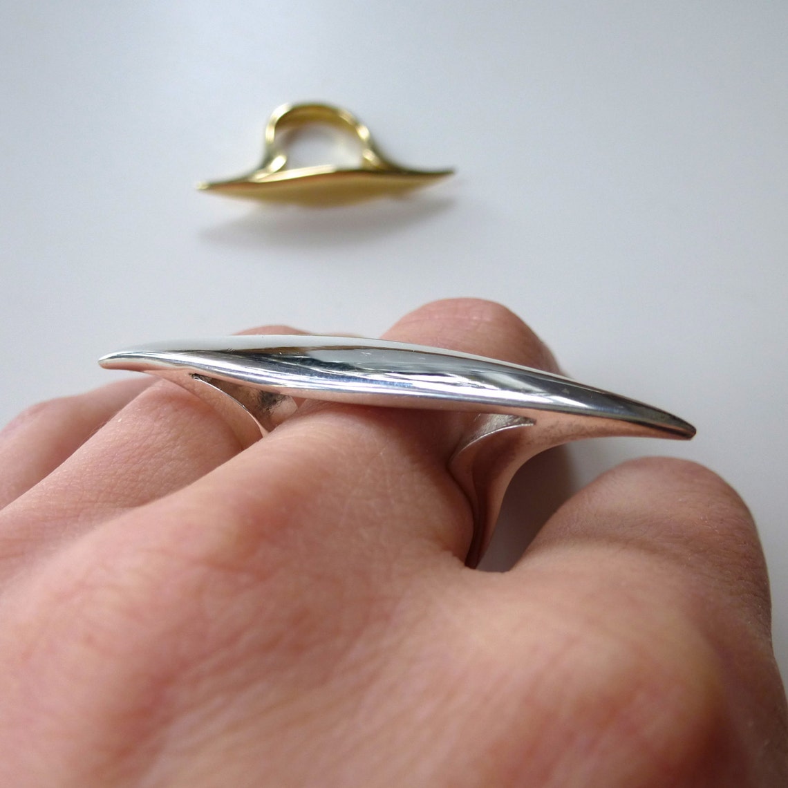 Big Bold Rocker Ring in Brass | Etsy