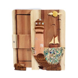 Lighthouse With Abalone Inlay - Hand-crafted Wooden Keepsake Gift Box ...