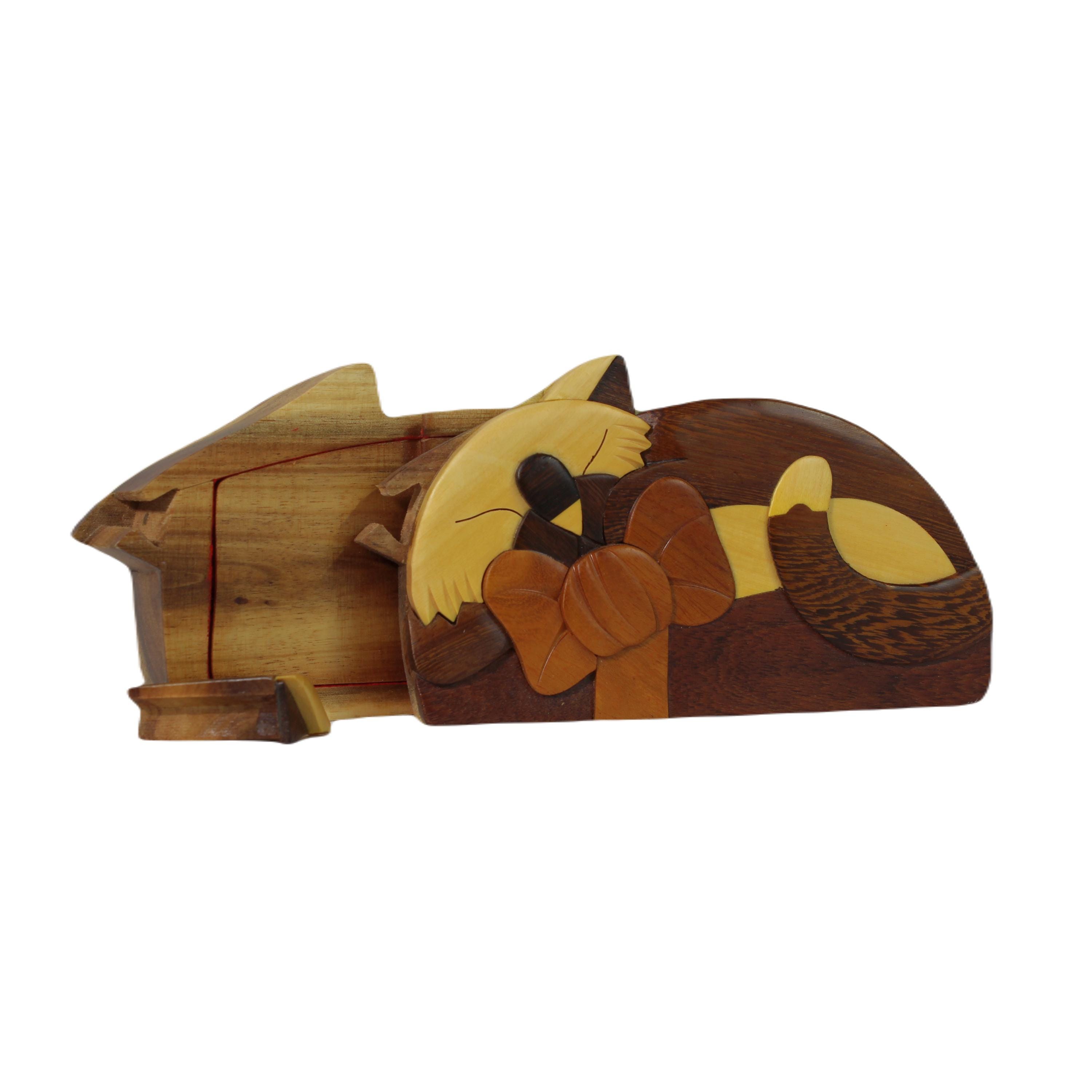 Carver Dan's - Cat With Bow, Hand-crafted Wooden Keepsake Gift Box. A ...