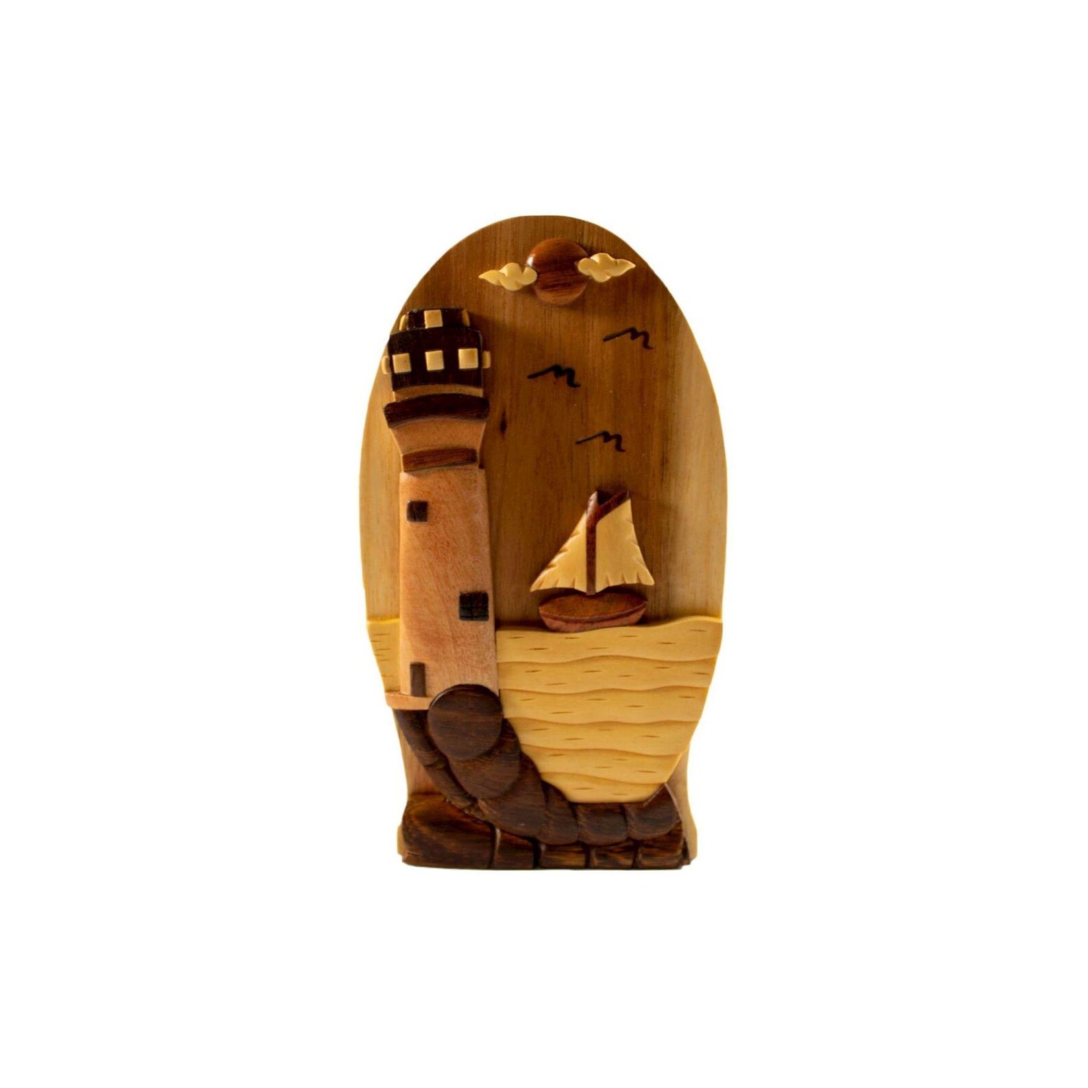Lighthouse: Carver Dan's Hand-crafted Wooden Keepsake Gift Box. A ...