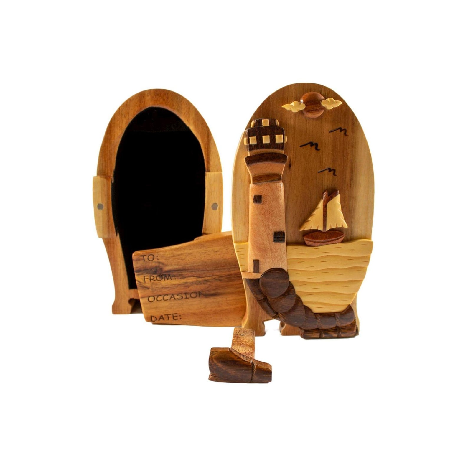Lighthouse: Carver Dan's Hand-crafted Wooden Keepsake Gift Box. A ...