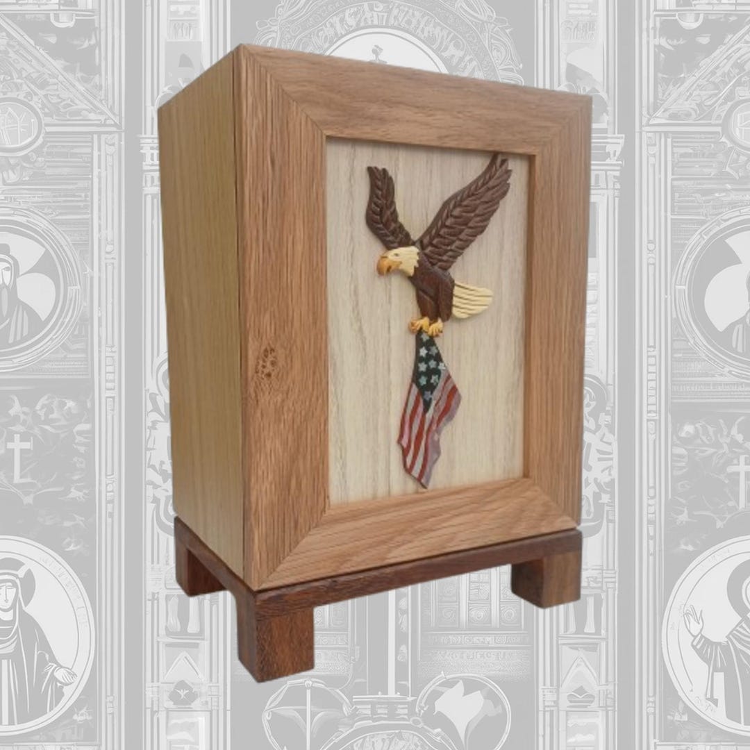 Carver Dan's Positive Urn - Eagle and Flag, a Hand-crafted Wood and ...