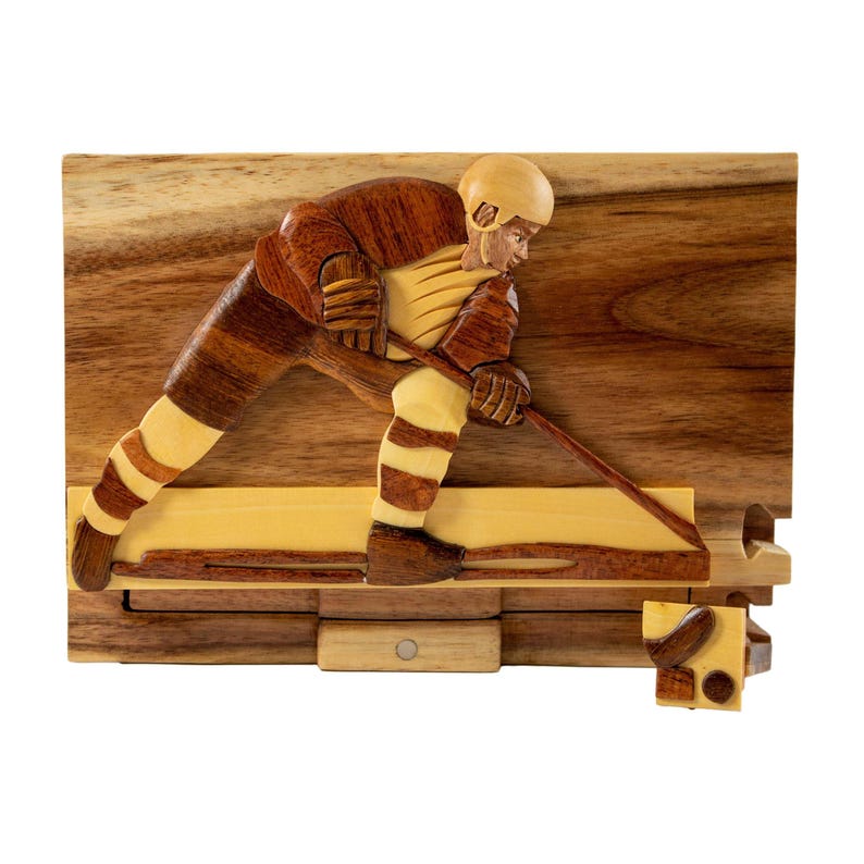Hockey Player: Carver Dan's Hand-crafted Wooden Keepsake Gift Box. A ...