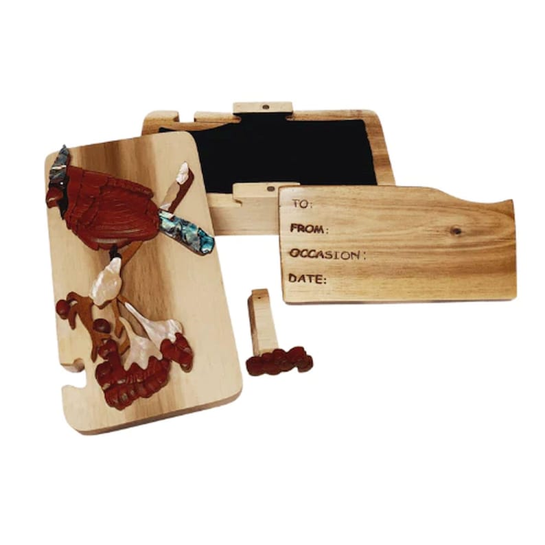 Carver Dan's - Winter Cardinal With Abalone Inlay, Hand-crafted Wooden ...