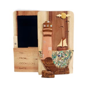 Lighthouse With Abalone Inlay - Hand-crafted Wooden Keepsake Gift Box ...
