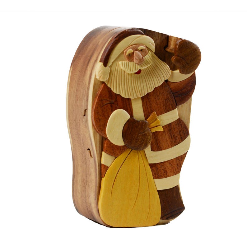 Santa: Carver Dan's Hand-crafted Wooden Keepsake Gift Box. A Puzzle Box ...