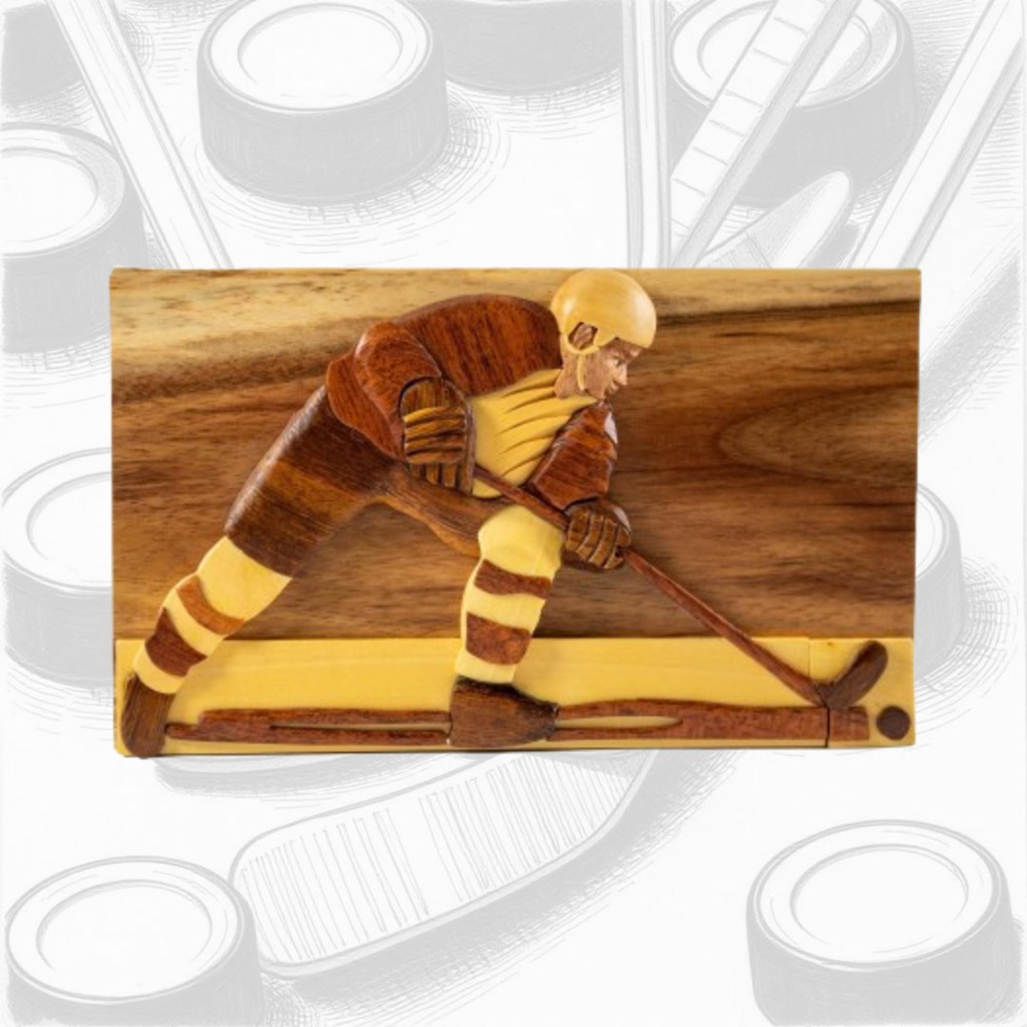 Hockey Player: Carver Dan's Hand-crafted Wooden Keepsake Gift Box. A ...