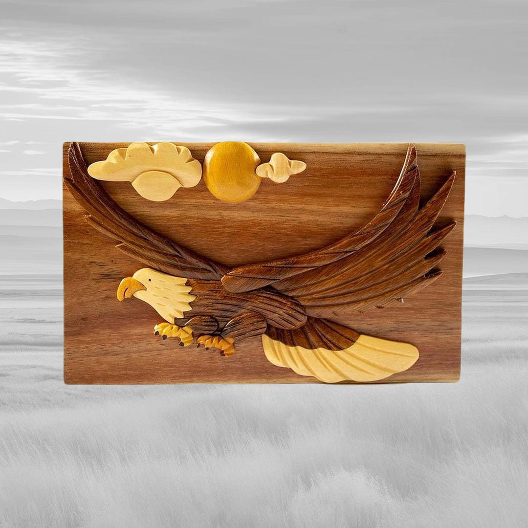 Carver Dan's - Soaring Eagle, a Handcrafted Wooden Keepsake Gift Box. A ...