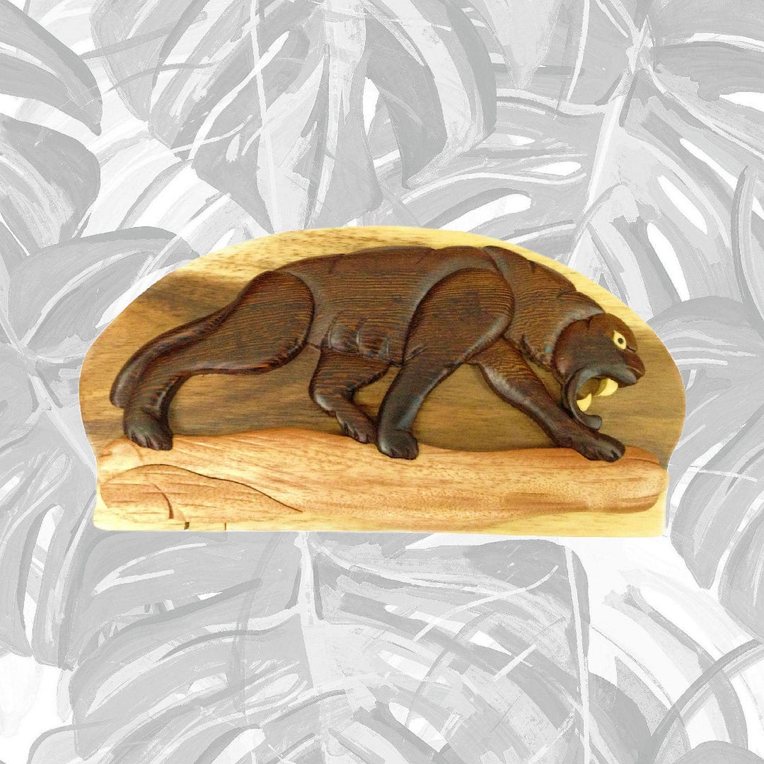 Jungle Panther: Carver Dan's Hand-crafted Wooden Keepsake Gift Box. A ...
