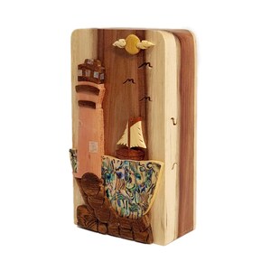 Lighthouse With Abalone Inlay - Hand-crafted Wooden Keepsake Gift Box ...