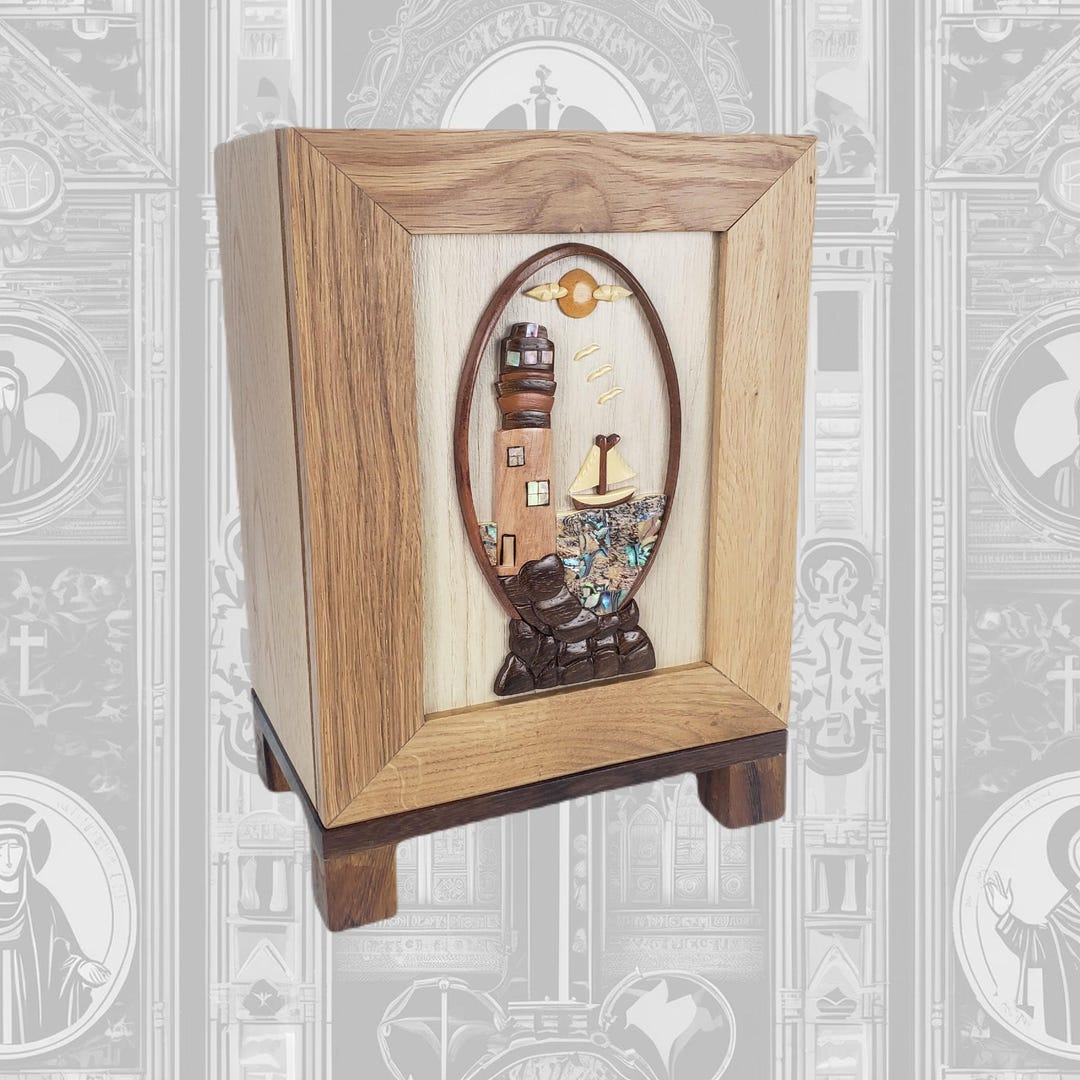 Lighthouse, Wooden Urn - Hand-crafted Wood and Abalone Shell Urn - Etsy