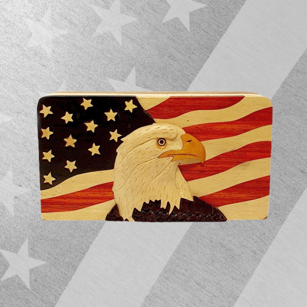 USA Eagle: Carver Dan's Hand-crafted Wooden Keepsake Gift Box. A Puzzle ...